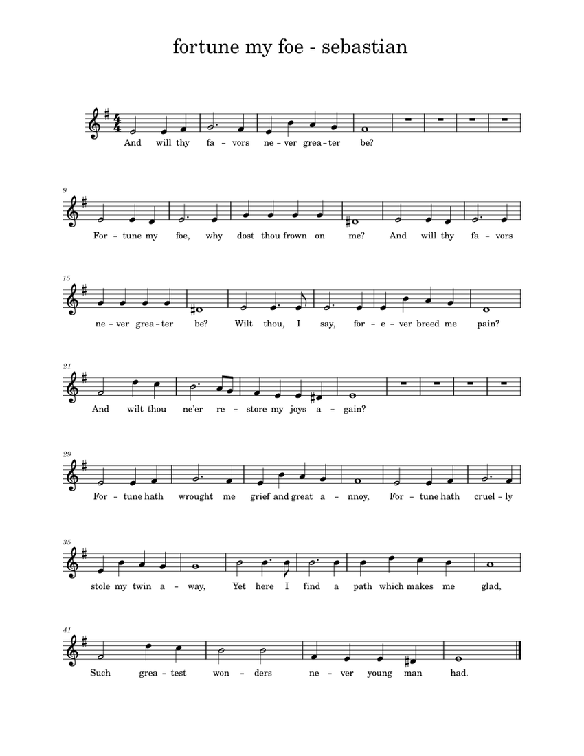 fortune_my_foe_sebastian Sheet Music for Mezzo soprano (Choral ...