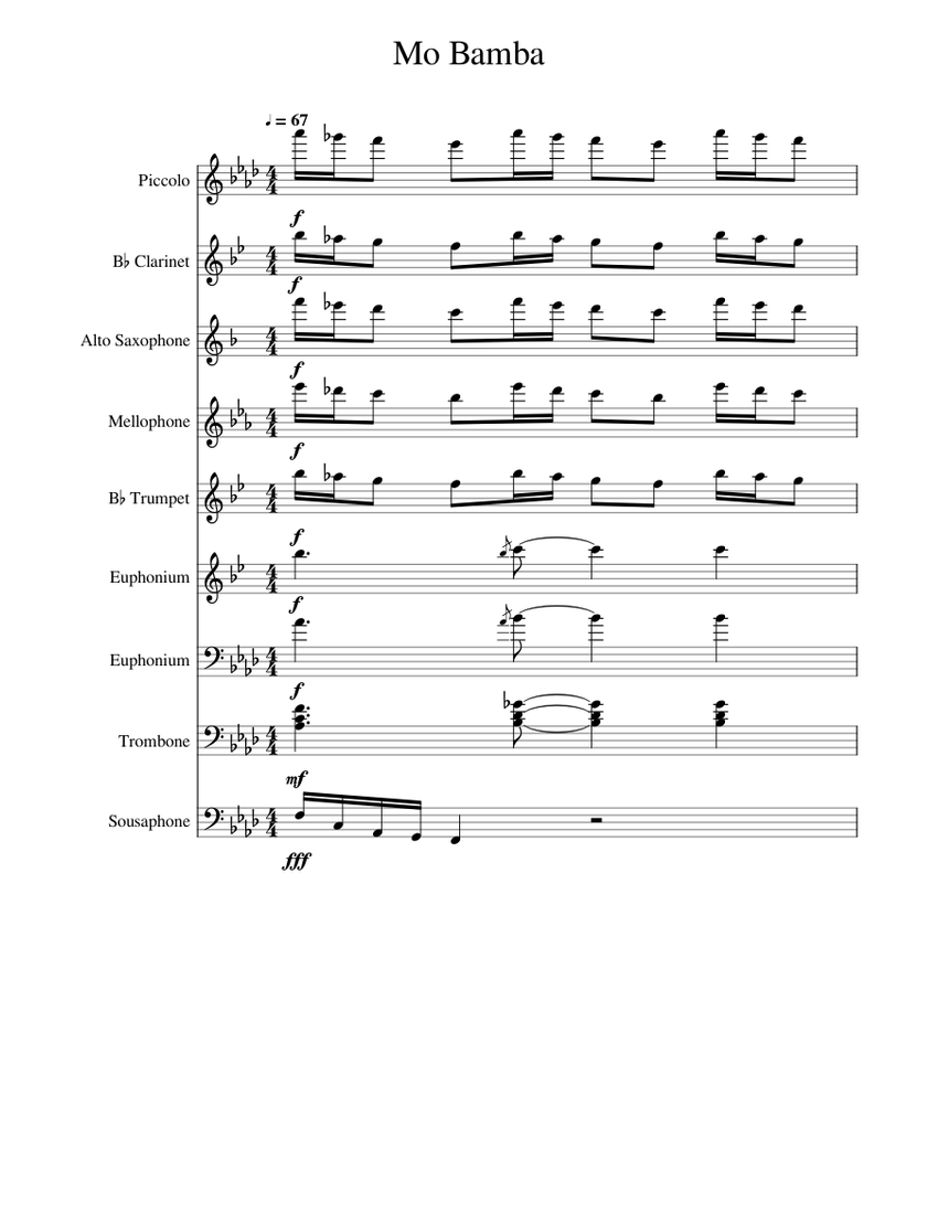 Mo Bamba Sheet Music for Mellophone, Flute piccolo, Clarinet in b-flat, Saxophone alto & more ...