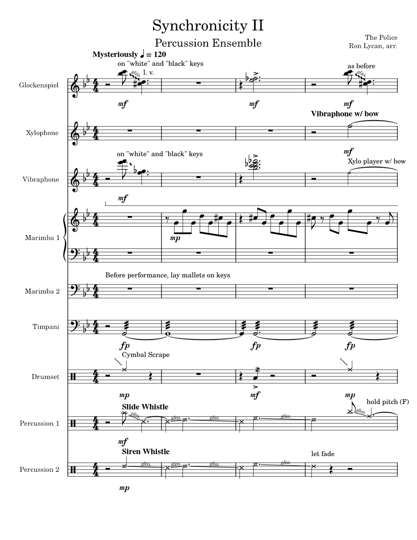 Synchronicity II - The Police: Percussion Ensemble Sheet Music for ...