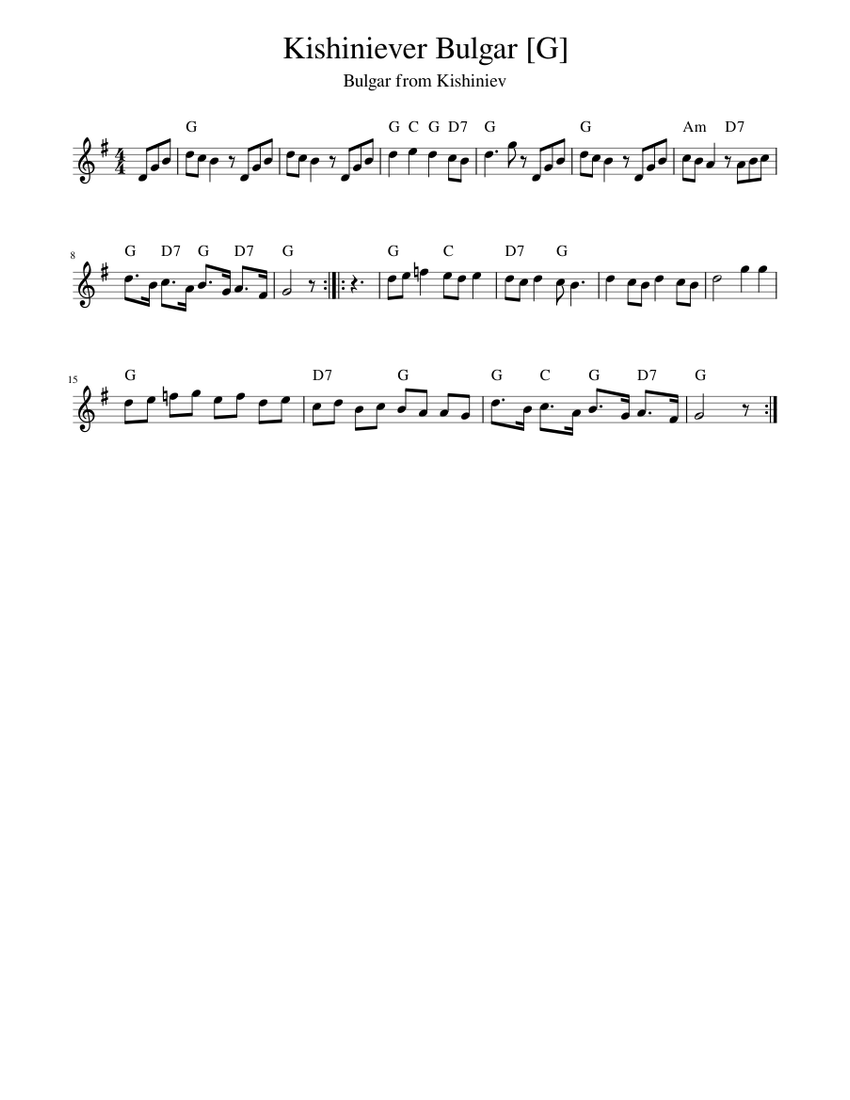 Kishiniever Bulgar Sheet music for Piano (Solo) | Musescore.com