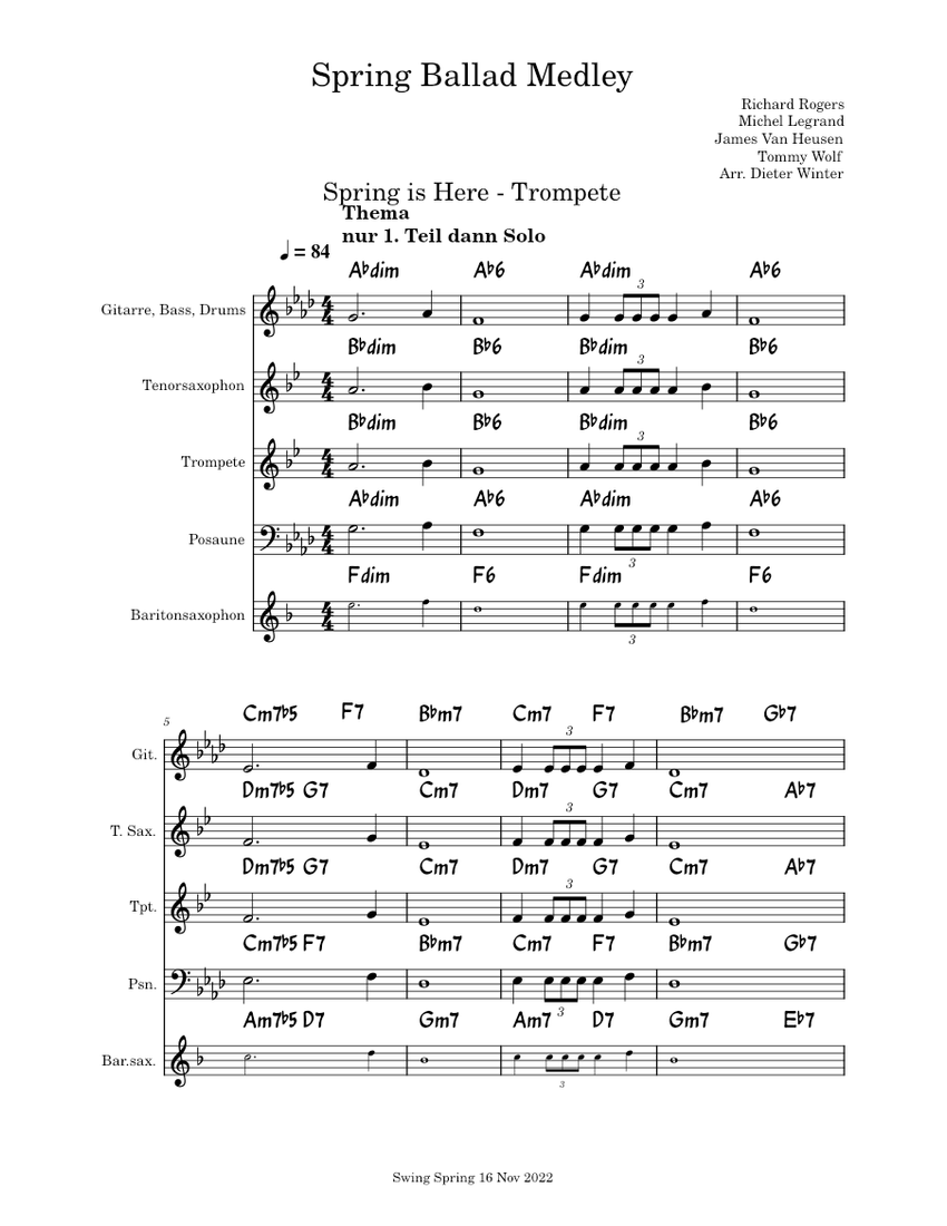 Spring Ballad Medley 4 Solisten - piano tutorial