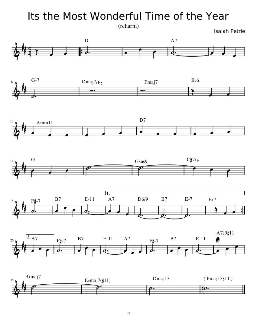 Its the Most Wonderful Time of the Year (Reharmonization) Sheet music ...