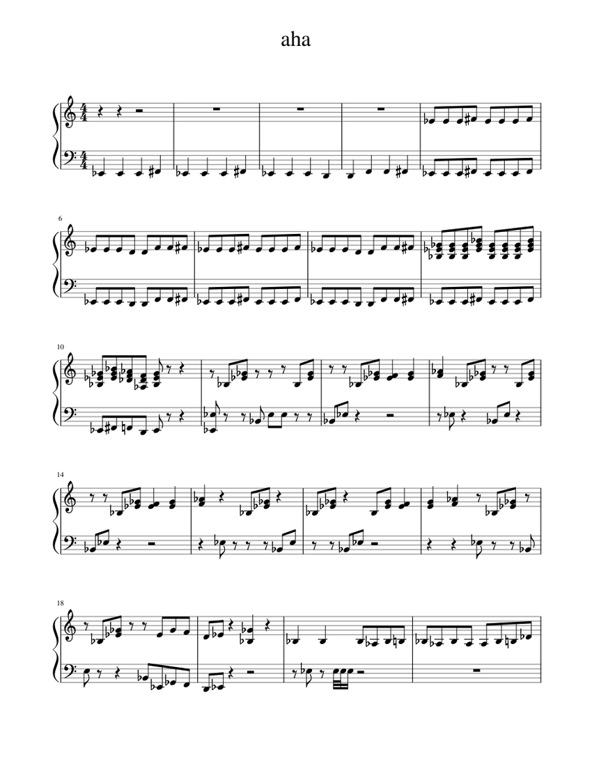 Aha! (PTX version) Sheet music for Piano (Solo) | Musescore.com