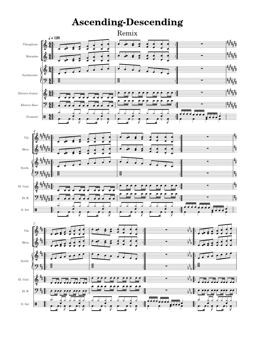 Ascending/Descending (REMIX) Sheet music for Vibraphone, Guitar, Bass ...