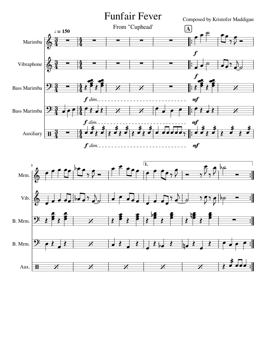 Funfair Fever Sheet Music for Vibraphone, Marimba (Percussion Ensemble ...