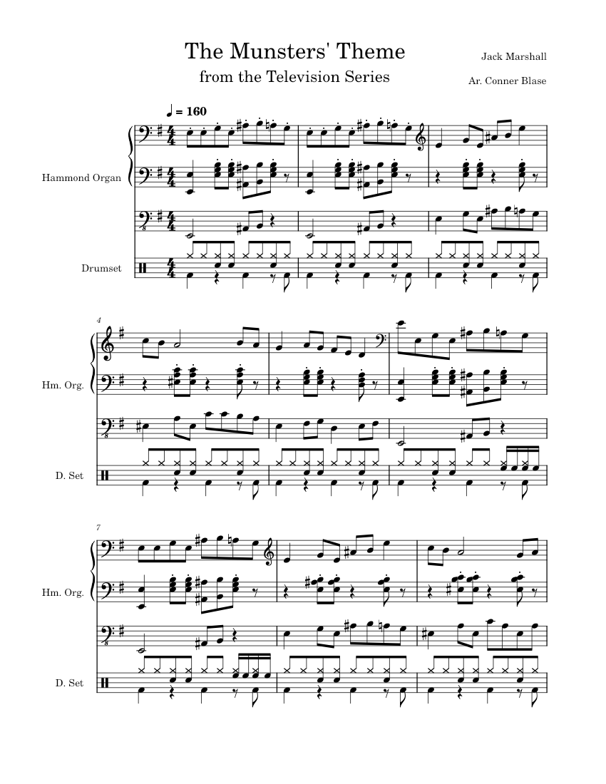 The Munsters Sheet Music for Organ, Drum group (Solo) | MuseScore.com