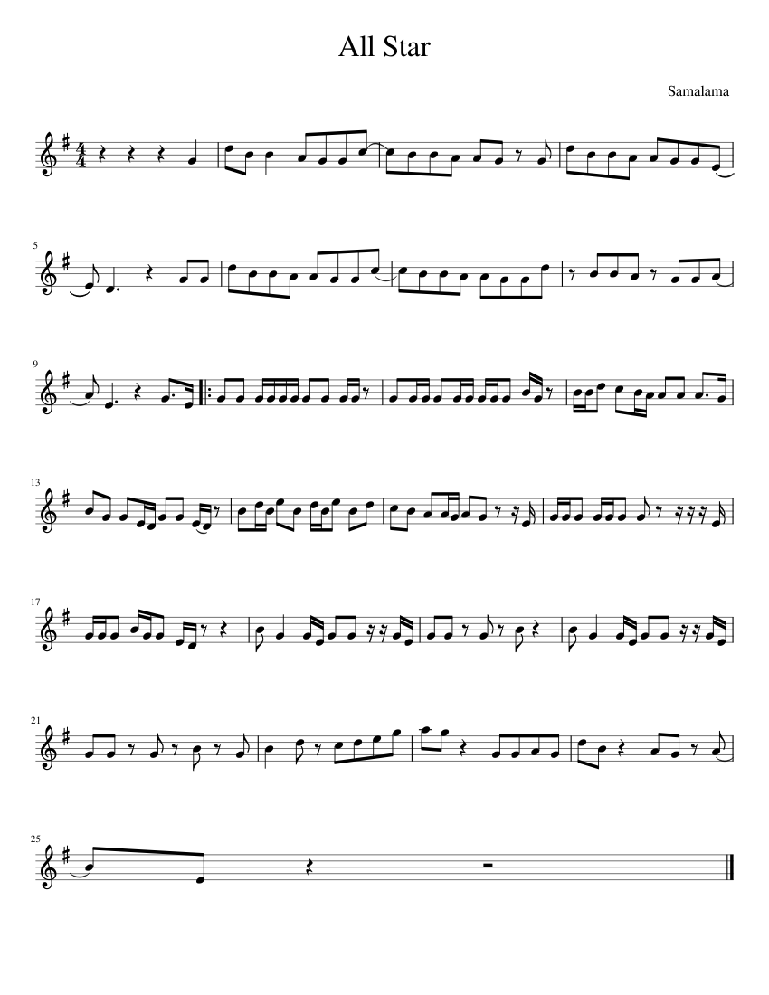 All Star (Alto Sax Solo) Sheet music for Piano (Solo) | Musescore.com