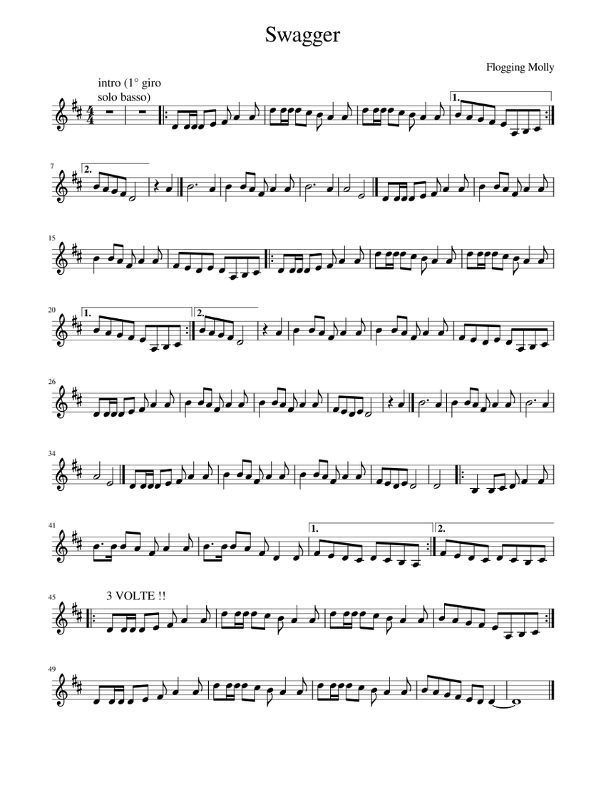 Swagger Sheet Music for Violin (Solo) | MuseScore.com