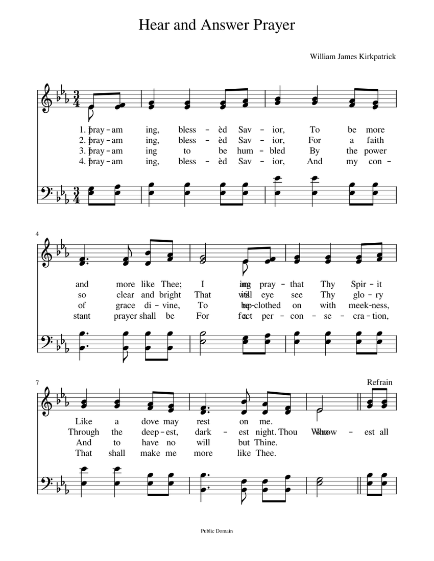 I am praying, blessèd Savior - William James Kirkpatrick Sheet Music for Piano (Piano Duo ...