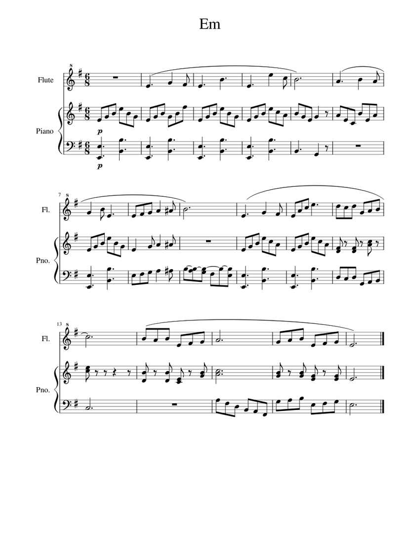 Em Sheet music for Piano, Flute (Solo) | Musescore.com