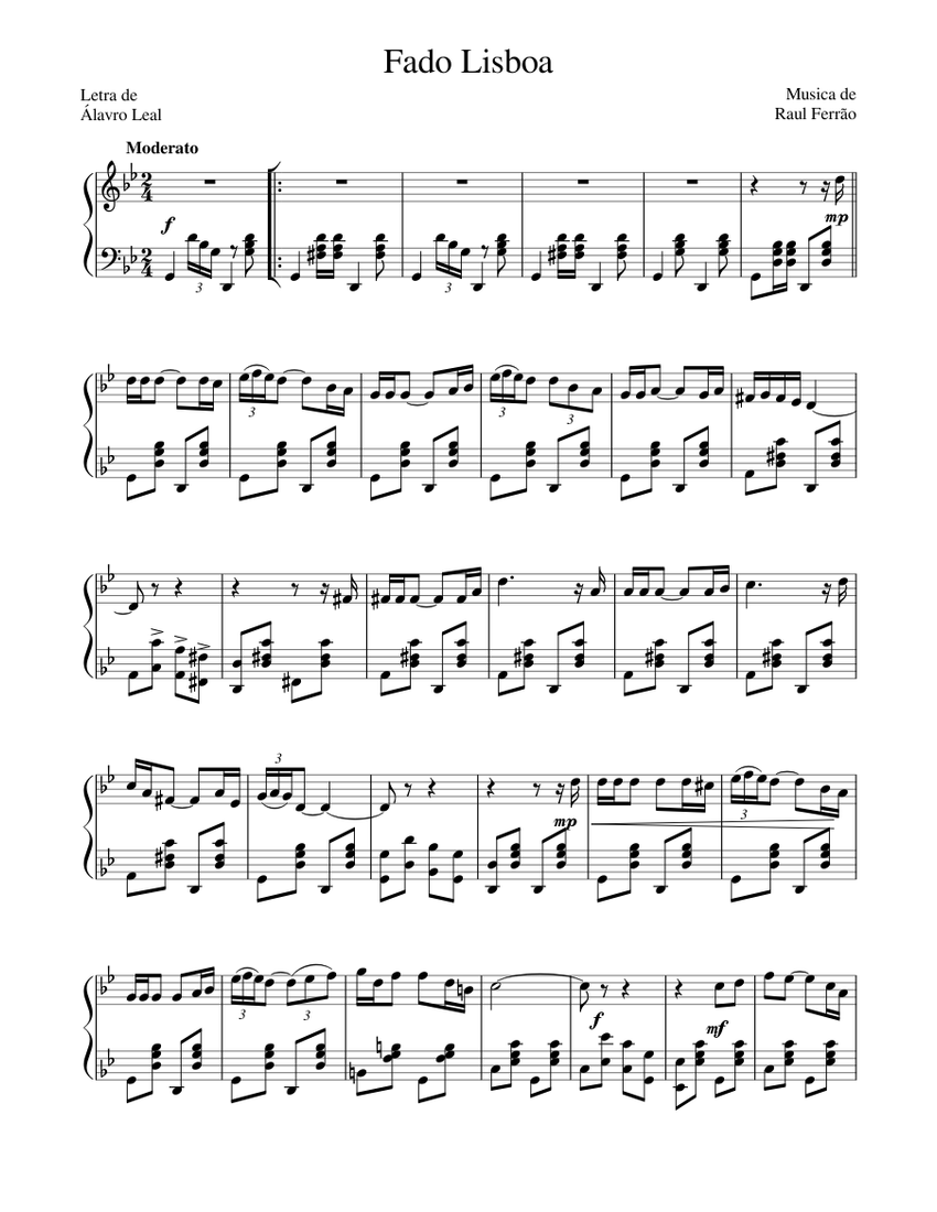 Fado Lisboa Sheet music for Piano (Solo) | Musescore.com