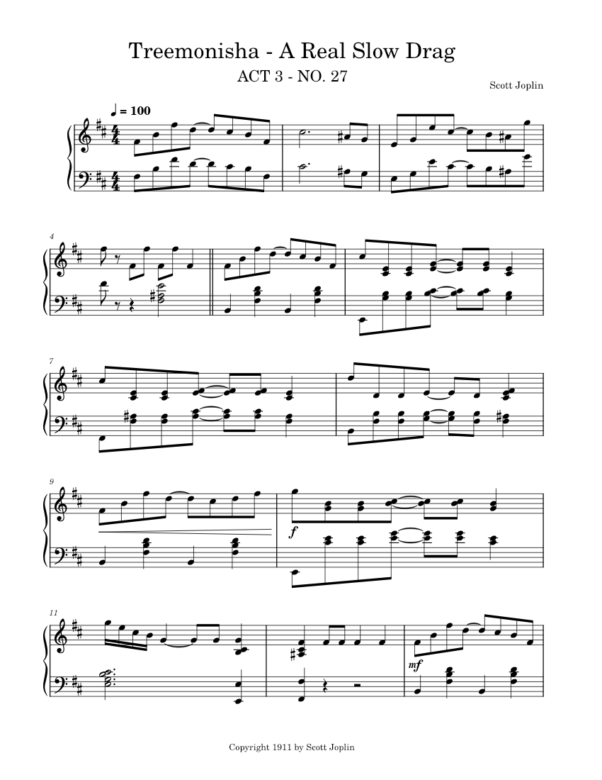 Treemonisha - A Real Slow Drag (ACT 3 - NO. 27) by Scott Joplin (1911 ...