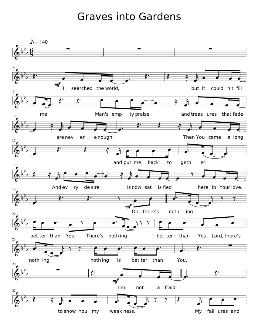 Graves into Gardens Sheet music for Vocals (Solo) | Musescore.com