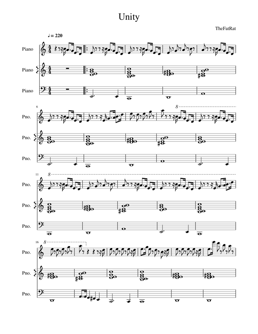 TheFatRat - Unity Sheet music for Piano (Mixed Trio) | Musescore.com