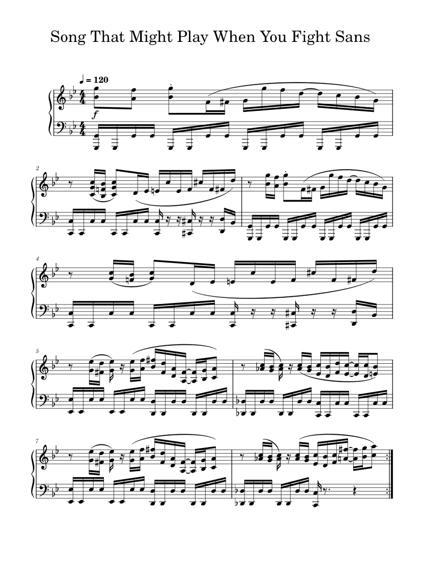 Song That Might Play When You Fight Sans – Undertale Sheet Music for ...