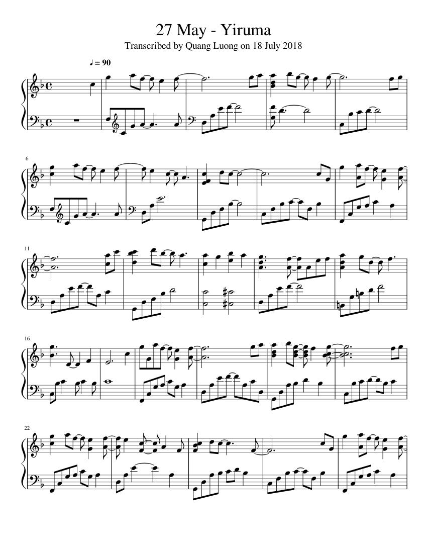 27 May - Yiruma Sheet Music for Piano (Solo) | MuseScore.com