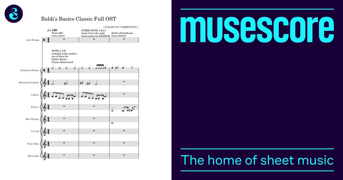 Baldi's Basics OST | Real Instruments – mystman12 | Sheet music for ...