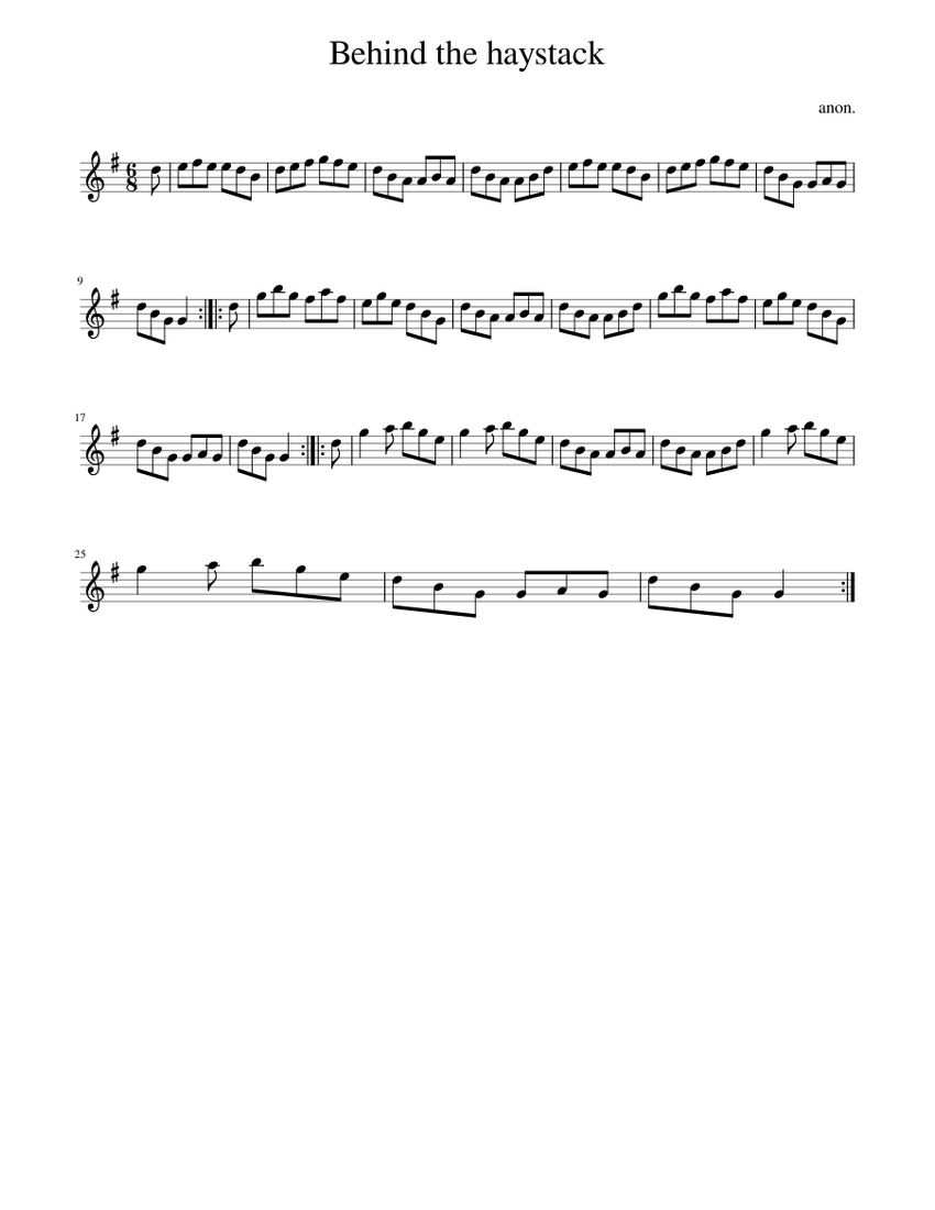 Behind the haystack Sheet music for Piano (Solo) | Musescore.com