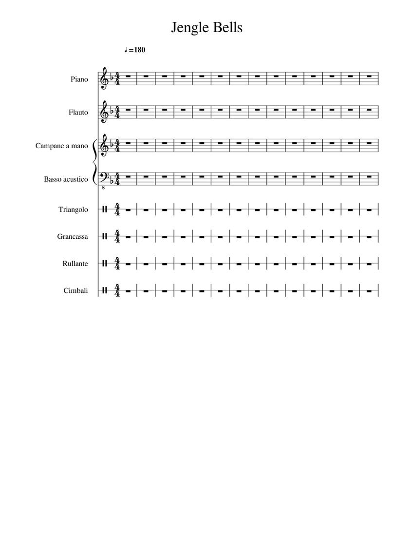 Jingle Bells Sheet music for Piano, Flute, Snare drum, Crash & more ...