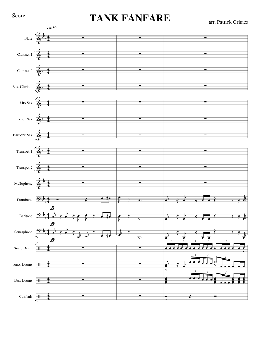 TANK FANFARE (With Percussion) Sheet music for Trombone, Mellophone ...
