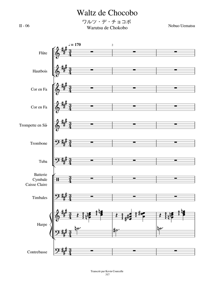 Final Fantasy VII 2-06 Waltz de Chocobo Sheet Music for Trombone, Tuba ...