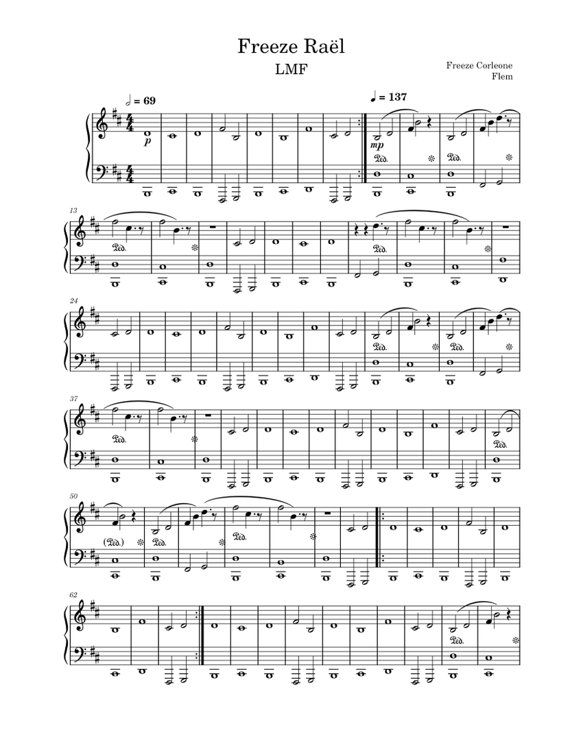 Freeze Raël – Freeze Corleone / Flem LMF Sheet Music for Piano (Solo ...