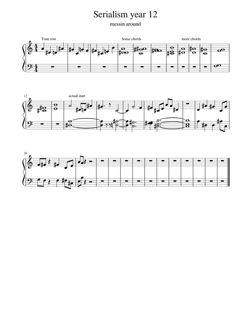 Serialism year 12 Sheet music for Piano (Solo) Easy | Musescore.com