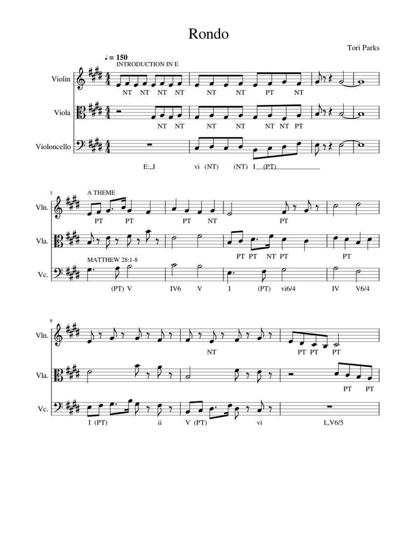 Rondo Sheet music for Violin, Viola, Cello (String Trio) | Musescore.com