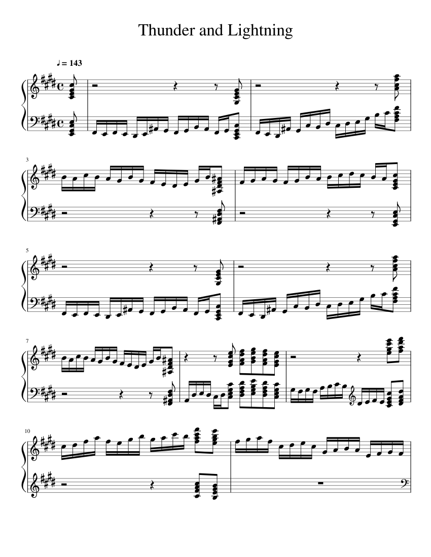 Thunder and Lightning Sheet music for Piano (Solo) | Musescore.com