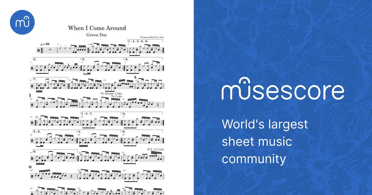 When i come around – Green Day Sheet Music for Drum group (Solo ...