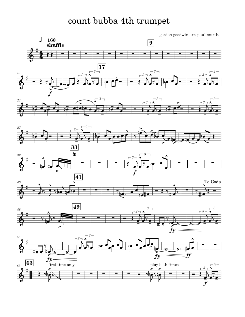 Count Bubba – Gordon Goodwin Sheet Music for Trumpet in b-flat (Solo ...