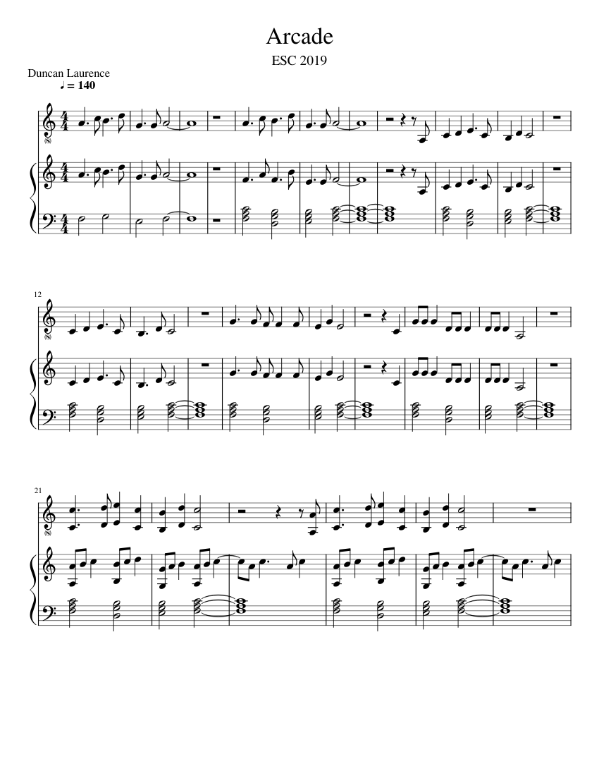 Arcade Sheet music for Piano, Vocals (Piano-Voice) | Musescore.com