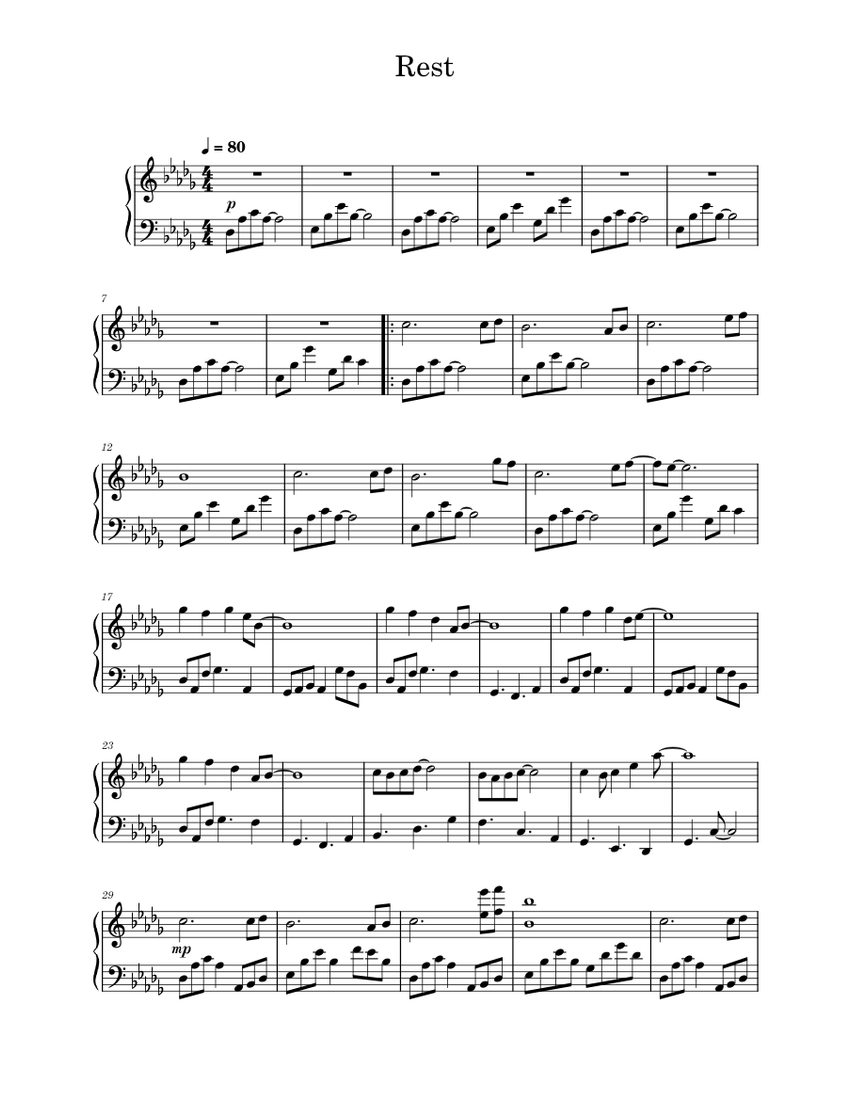 Rest Sheet music for Piano (Solo) Easy | Musescore.com