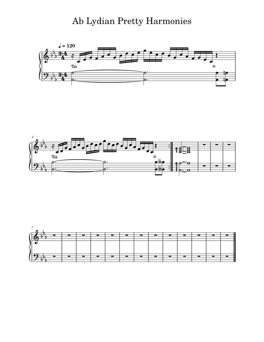 Ab_Lydian_Pretty_Harmonies Sheet Music for Piano (Solo) Easy ...