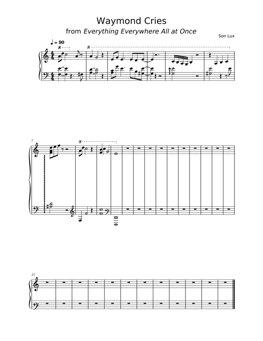Waymond Cries – Son Lux (Everything Everywhere All at Once/EEAAO) Sheet ...