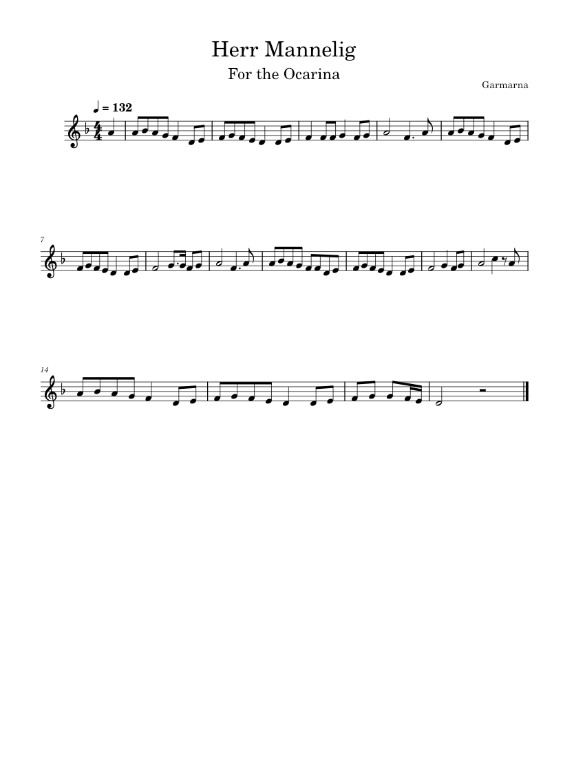 Herr mannelig – Haggard Herr Mannelig Sheet Music for Flute other (Solo ...