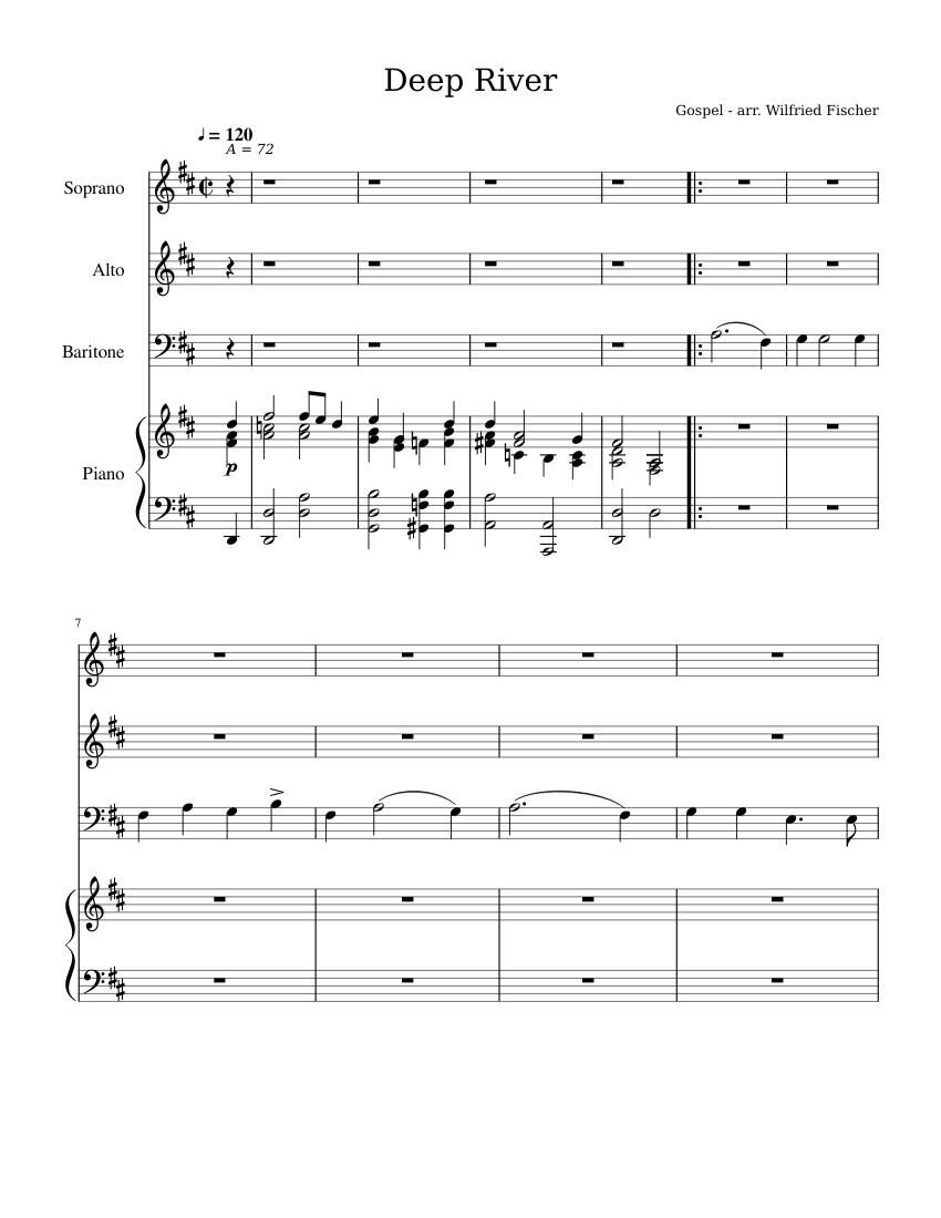 Deep River BASS Sheet music for Piano (Solo) | Musescore.com