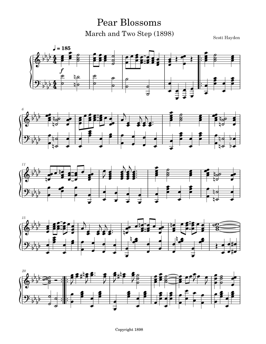 Pear Blossoms by Scott Hayden (1898) - piano tutorial
