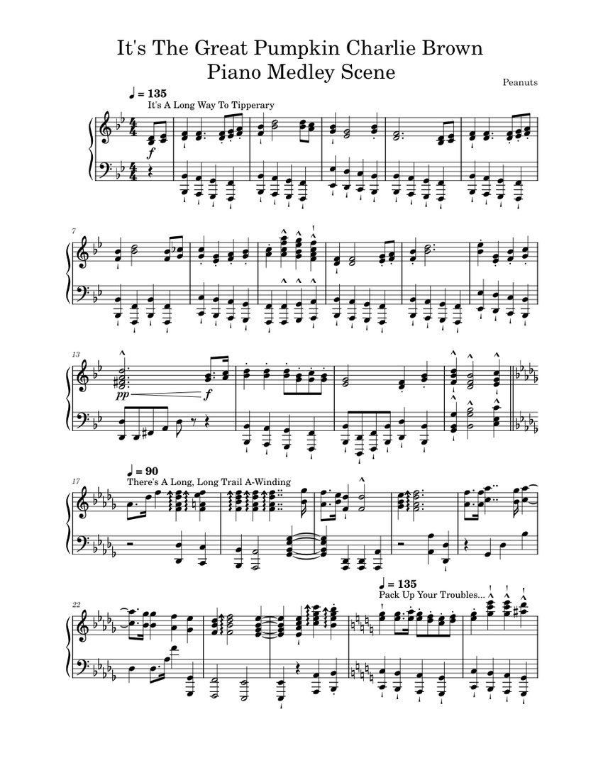 Idk – Idk It's The Great Pumpkin Charlie Brown Piano Medley Sheet Music ...