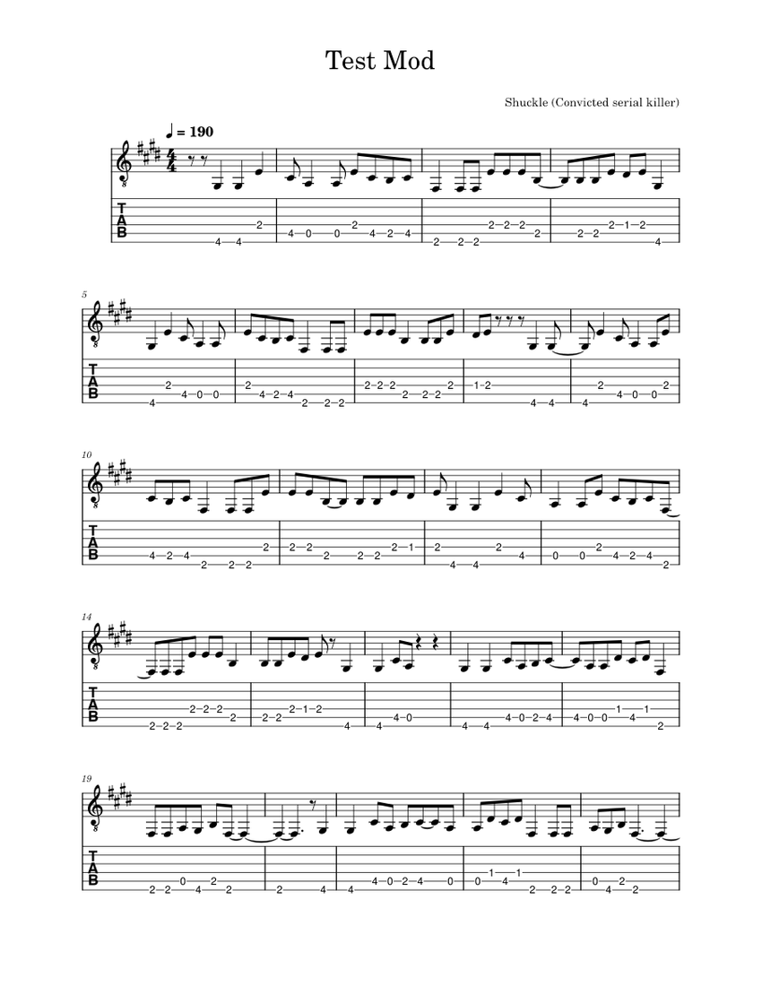 Test Mod Sheet music for Guitar (Solo) | Musescore.com