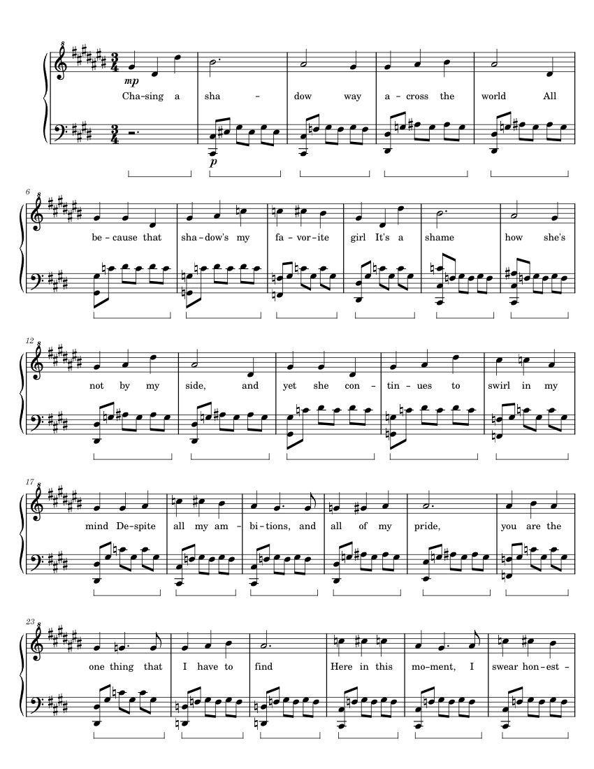 Chasing A Shadow Sheet music for Piano (Solo) | Musescore.com