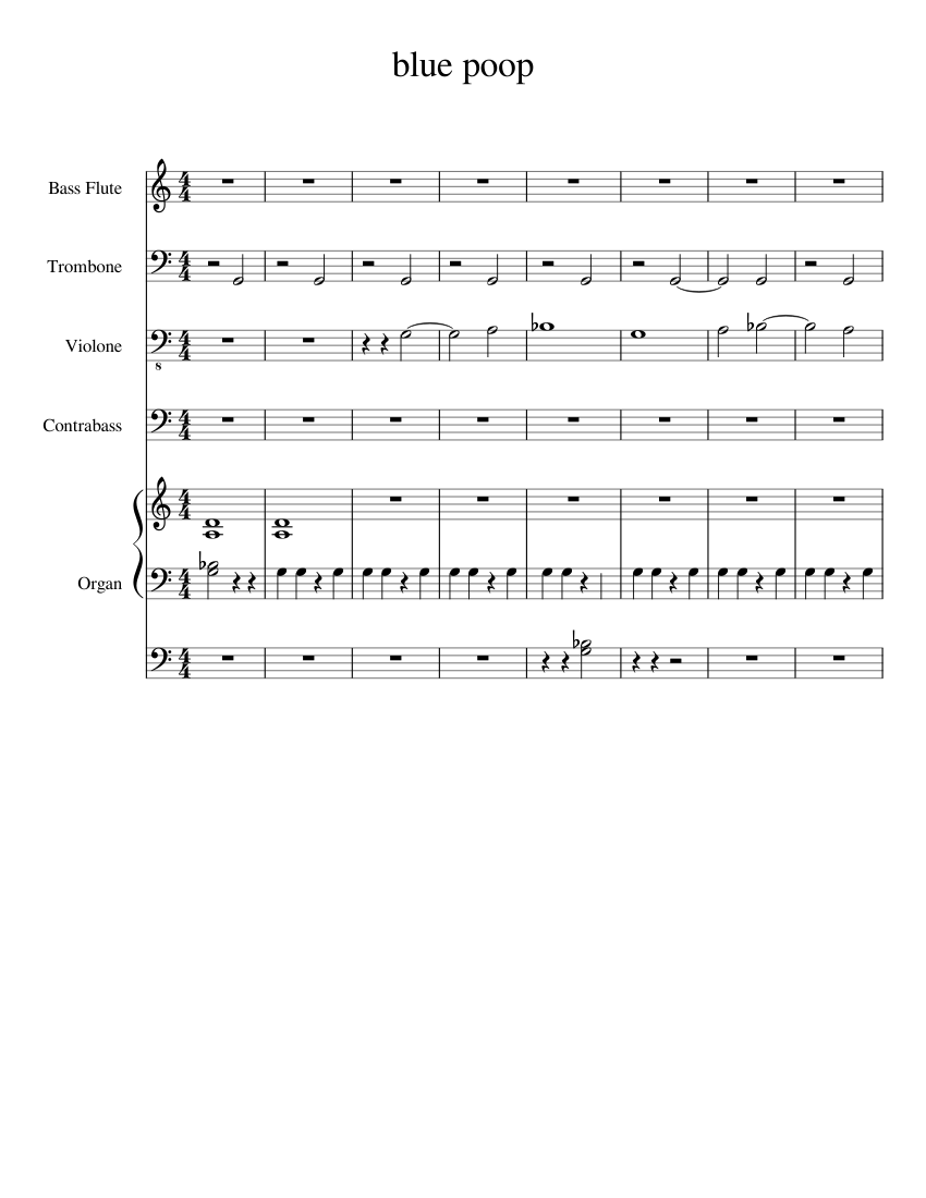 blue poop Sheet music for Trombone, Organ, Contrabass, Flute bass ...