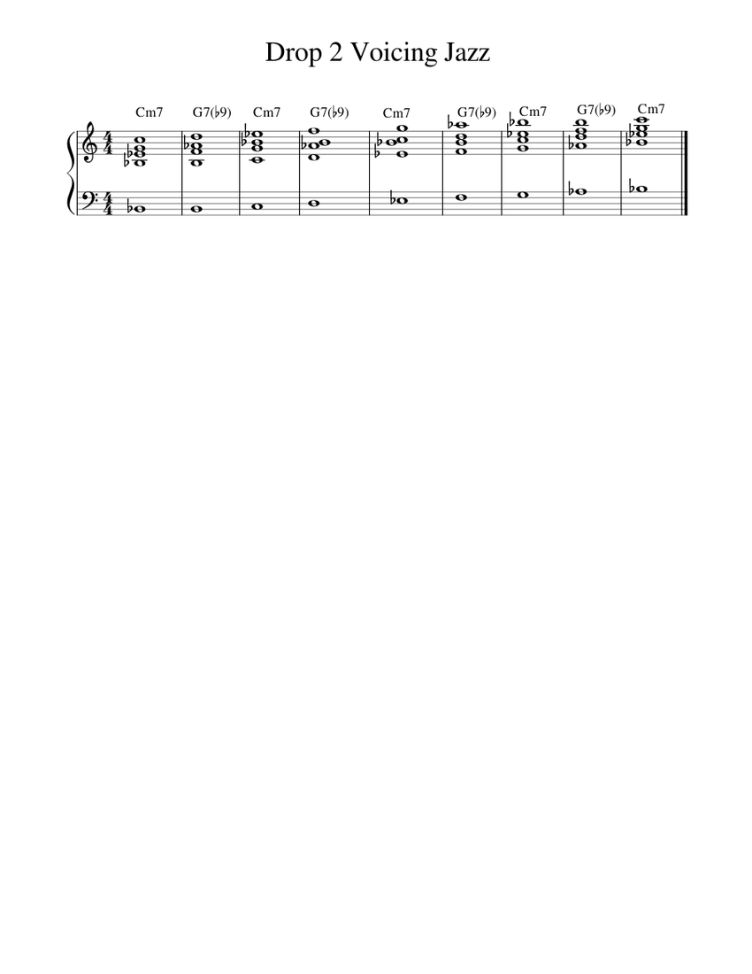 Drop 2 Voicing Jazz Sheet Music with Chords for Piano (Solo) Easy ...
