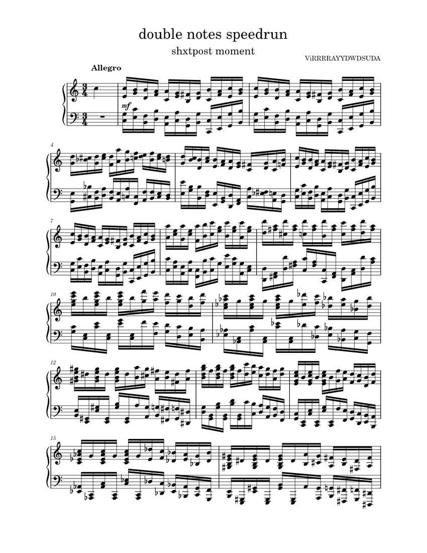 double notes speedrun Sheet music for Piano (Solo) | Musescore.com