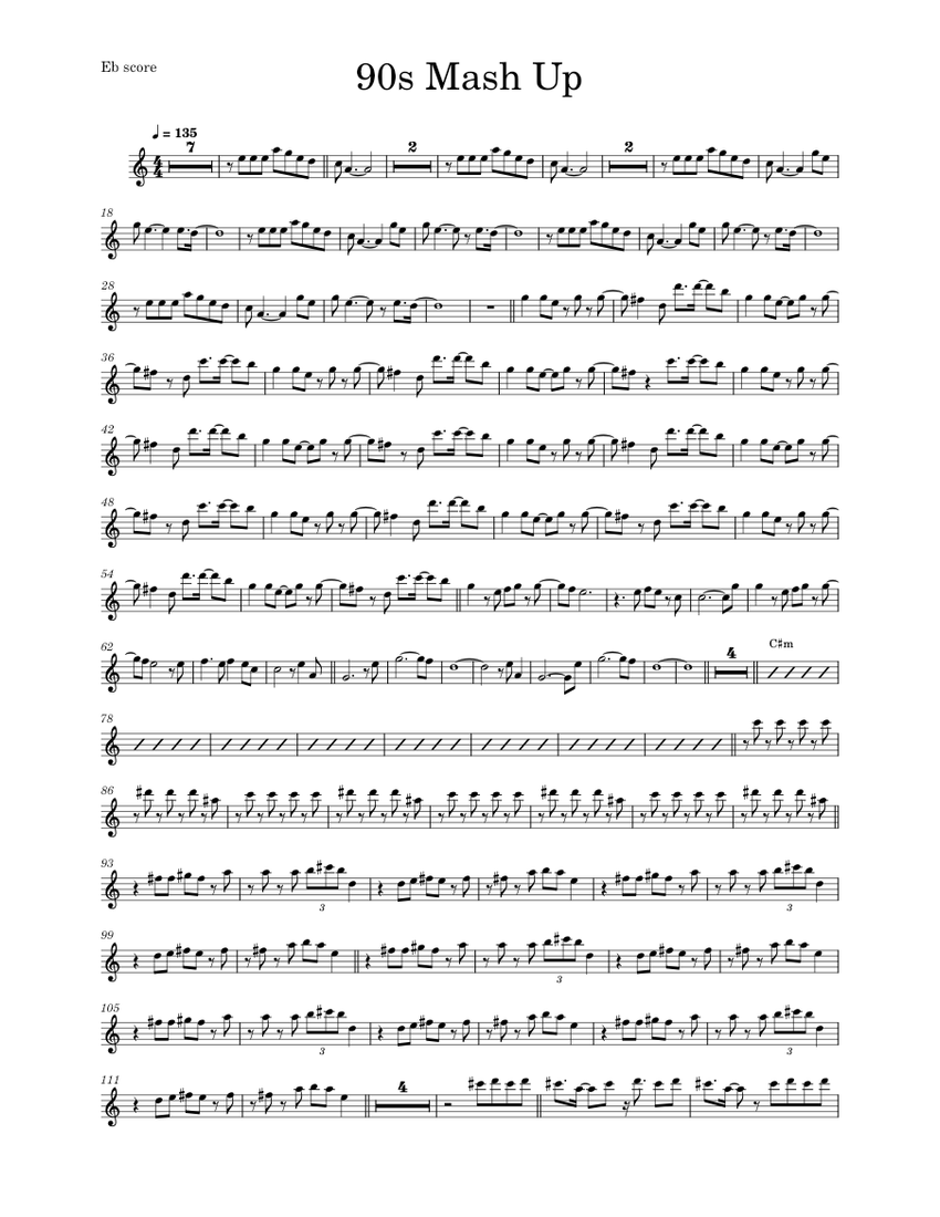 90S Dance Mash-up (RMX) - Alto Sax Sheet music for Saxophone alto (Solo ...