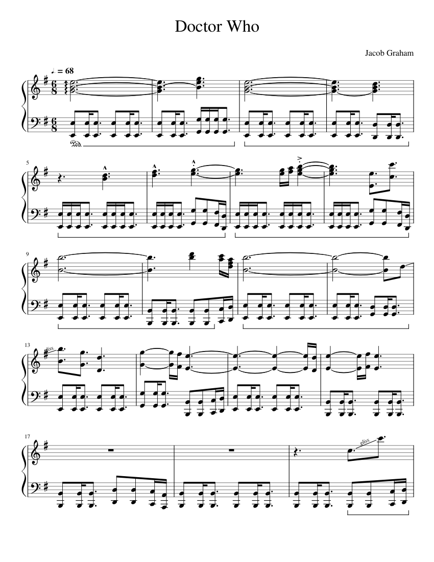 Doctor Who Theme (Piano Solo Sheet Music for Piano (Solo) easy ...