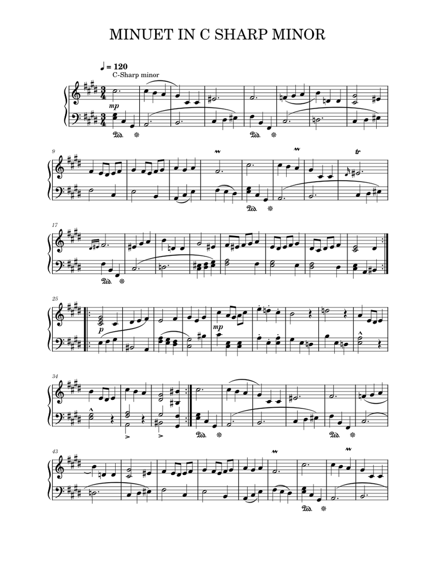 MINUET IN C SHARP MINOR Sheet music for Piano (Solo) Easy | Musescore.com