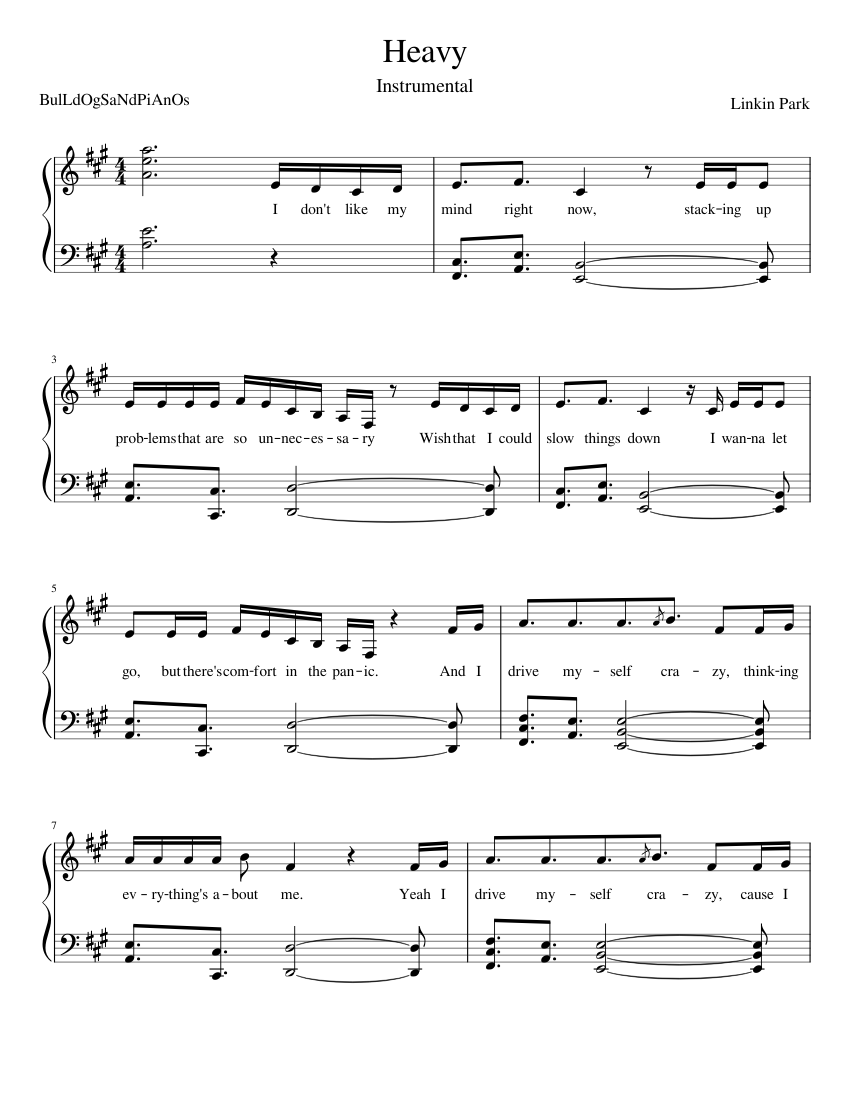 Heavy Sheet music for Piano (Solo) | Musescore.com