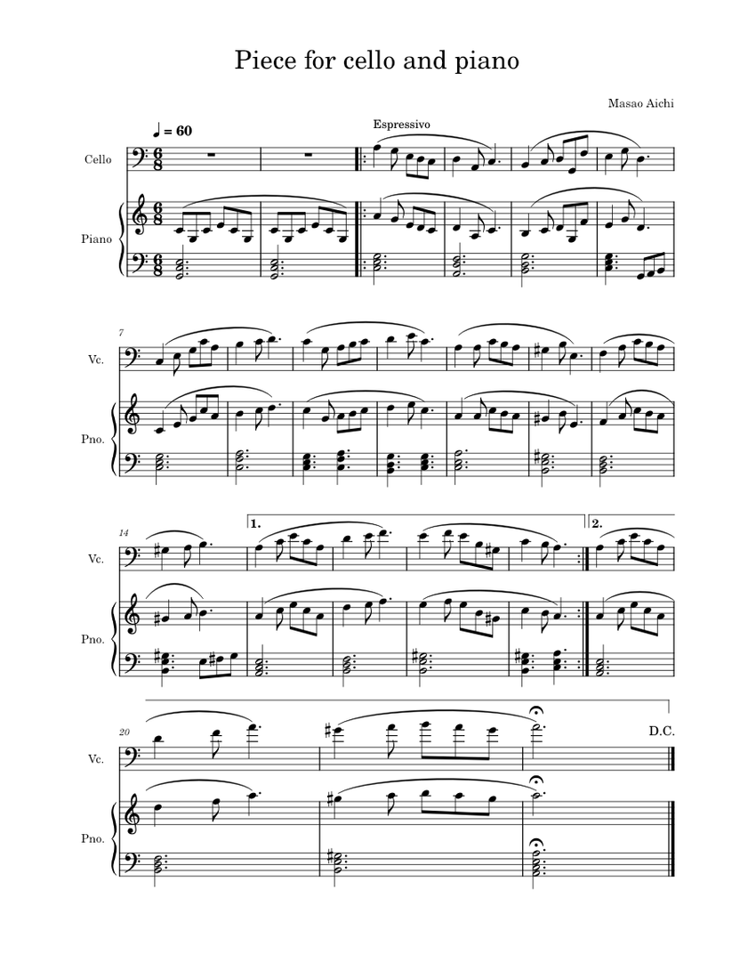 Piece for cello and piano Sheet music for Piano, Cello (Solo ...