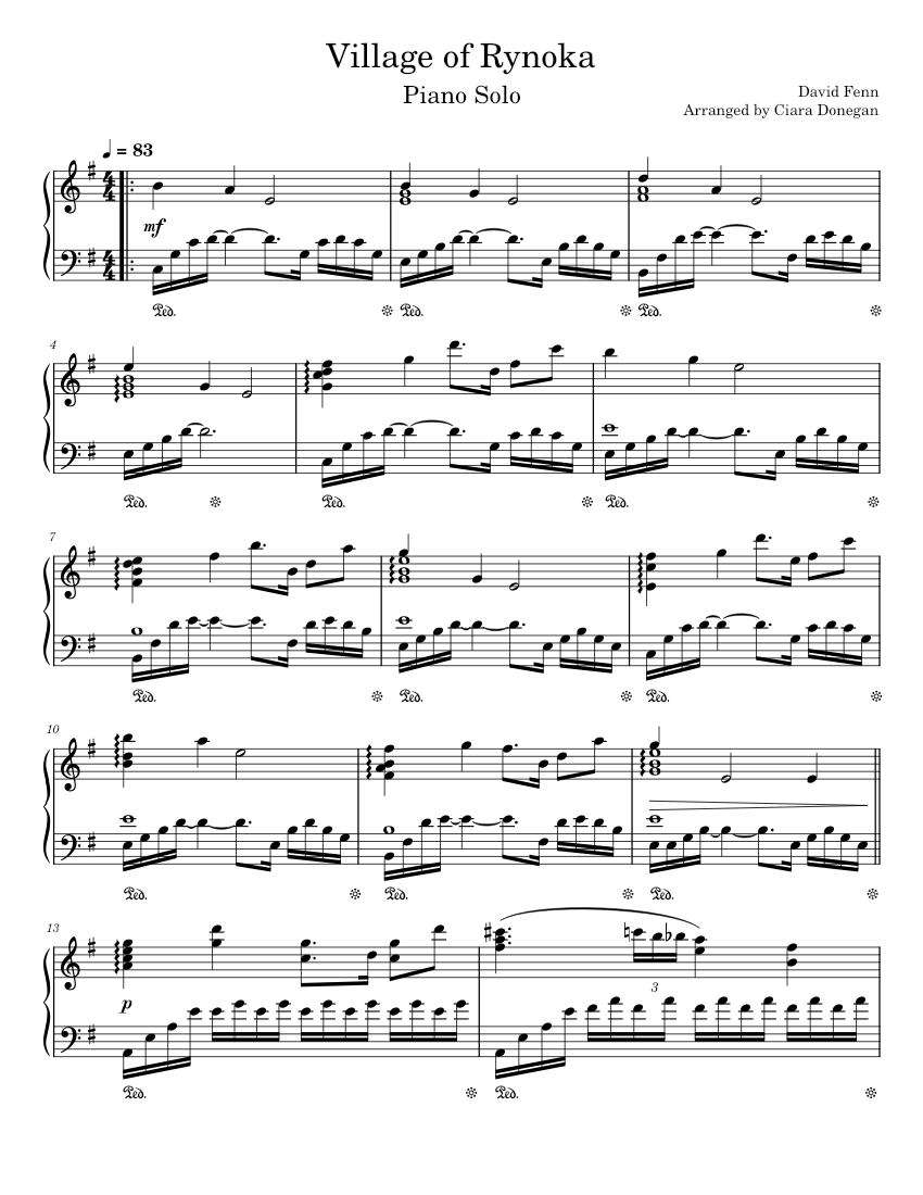 Village of Rynoka – Moonlighter Sheet Music for Piano (Solo ...